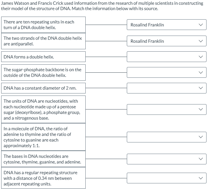 Solved James Watson and Francis Crick used information from | Chegg.com