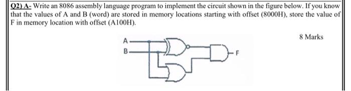 02) A-Write an 8086 assembly language program to | Chegg.com