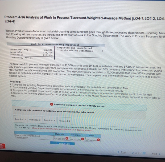 Solved the work Problem 4-14 Analysis of Work in Process | Chegg.com