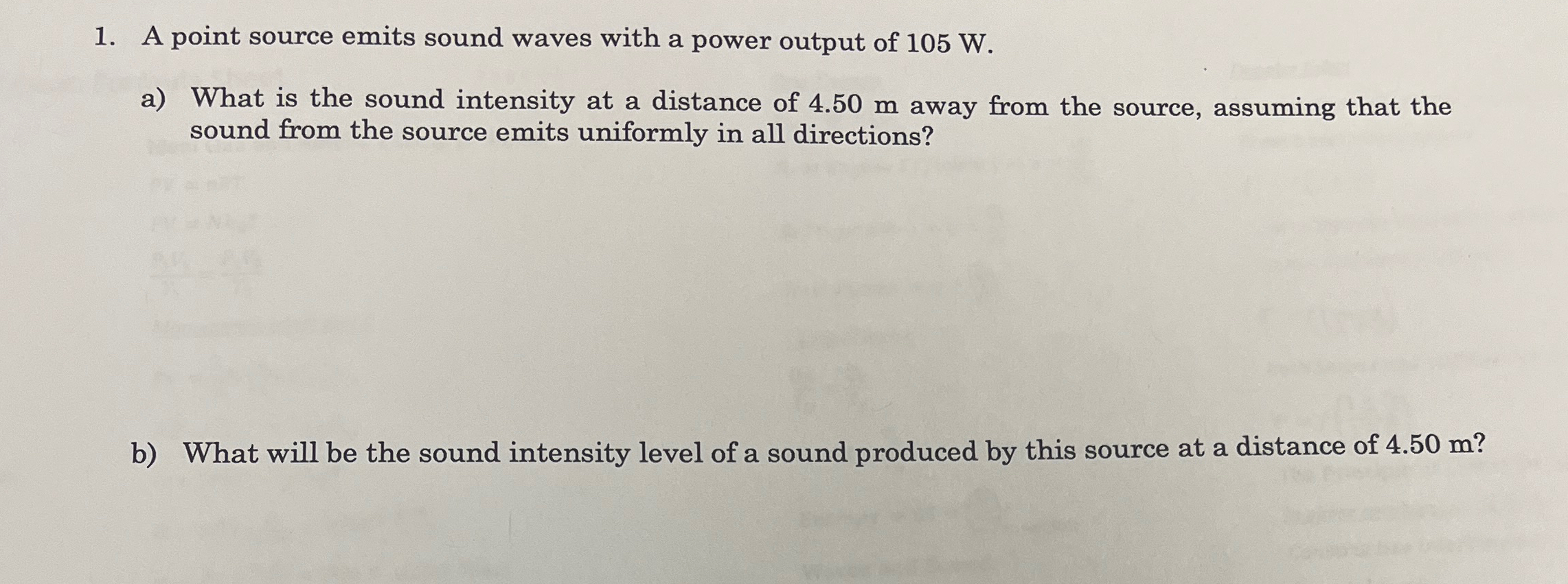 Solved A point source emits sound waves with a power output | Chegg.com
