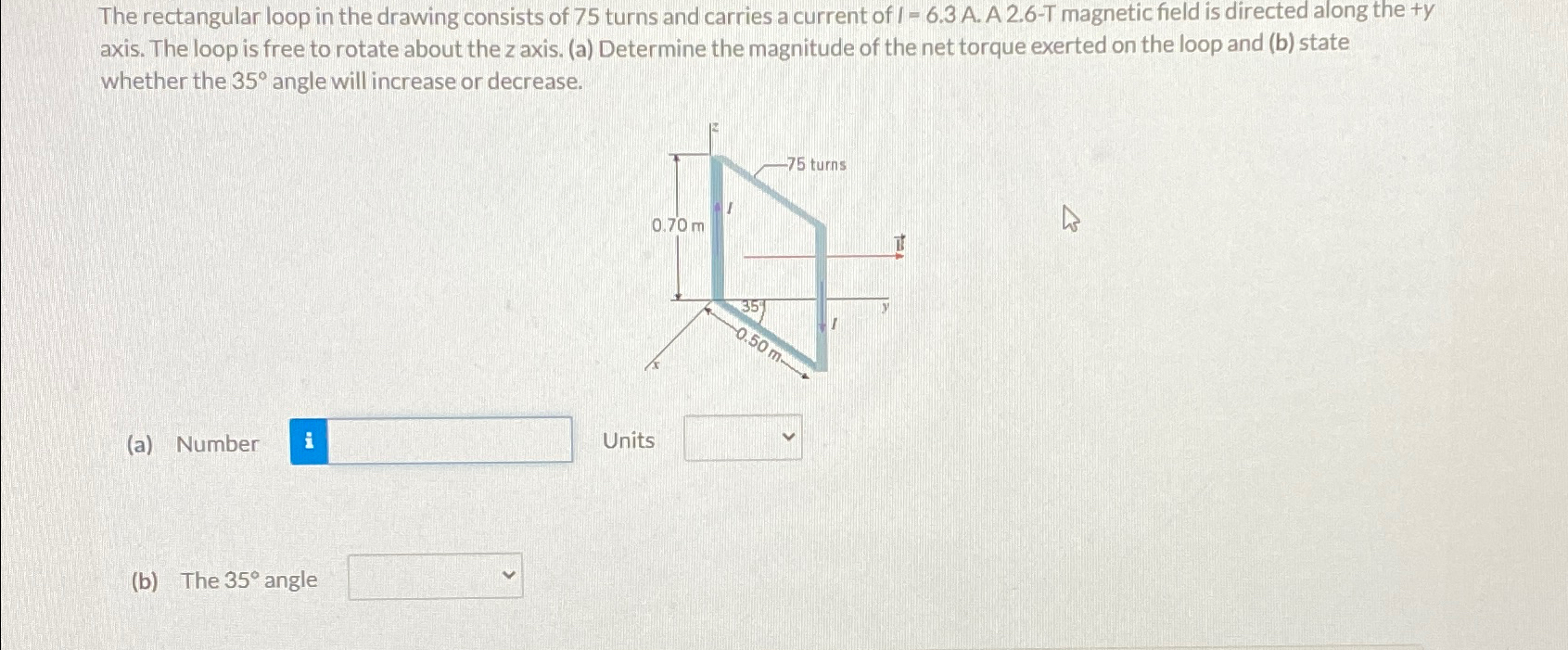 Solved The rectangular loop in the drawing consists of 75 | Chegg.com