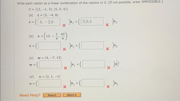 Solved Write each vector as a linear combination of the | Chegg.com
