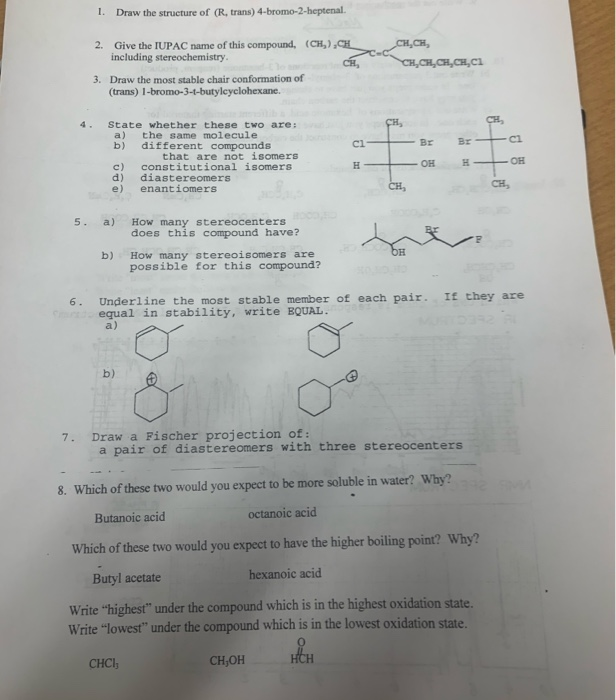 Solved Draw the structure of (R, trans) 4-bromo-2-heptenal. | Chegg.com