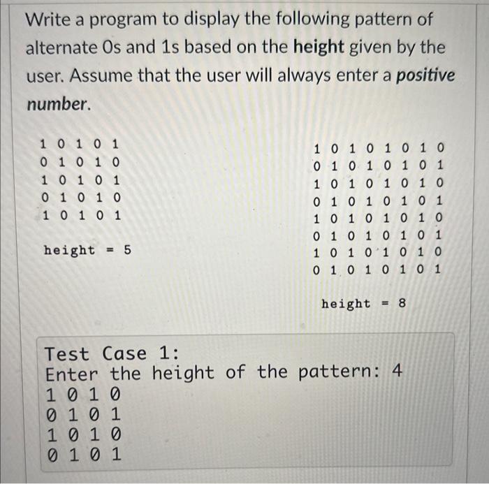 Solved Write a program to display the following pattern of | Chegg.com