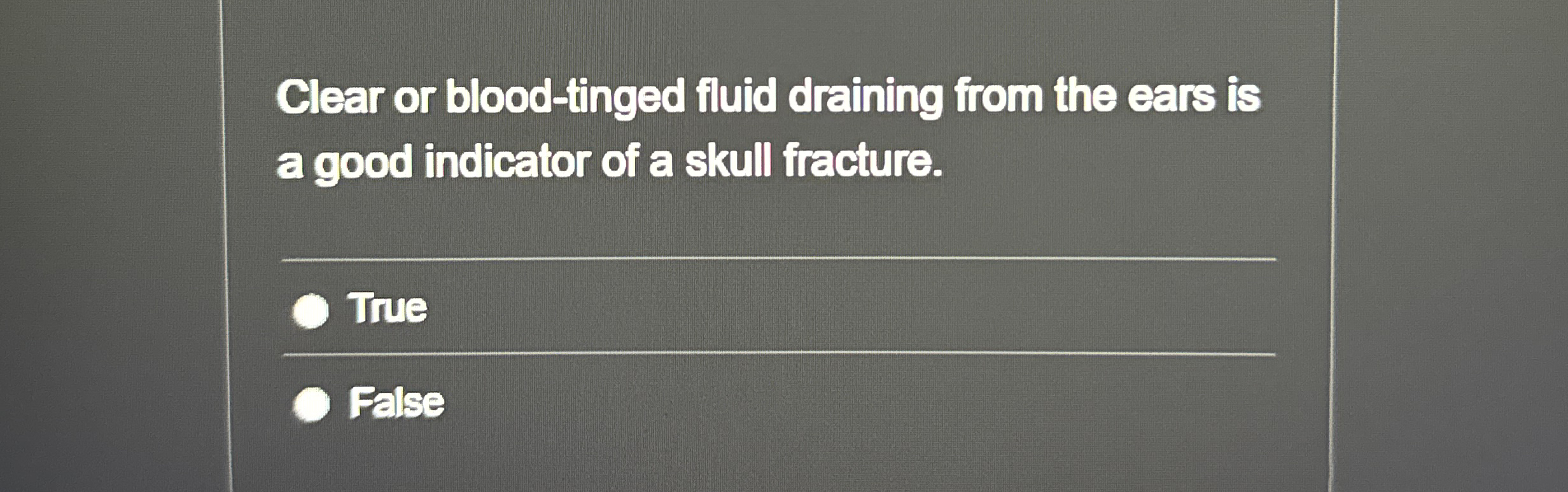 Solved Clear or blood-tinged fluid draining from the ears is | Chegg.com