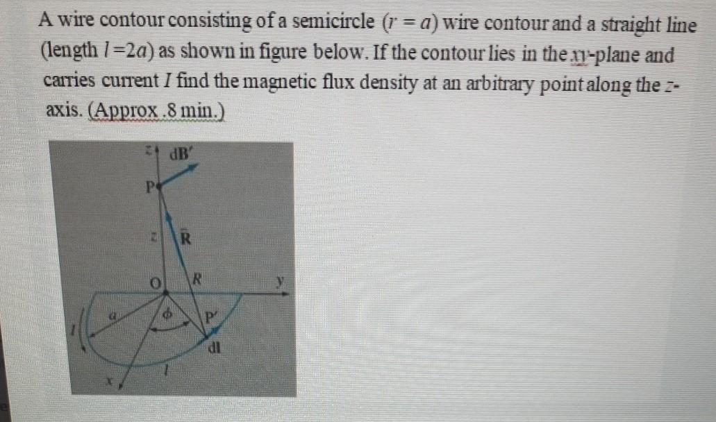 Solved A wire contour consisting of a semicircle (r = a) | Chegg.com