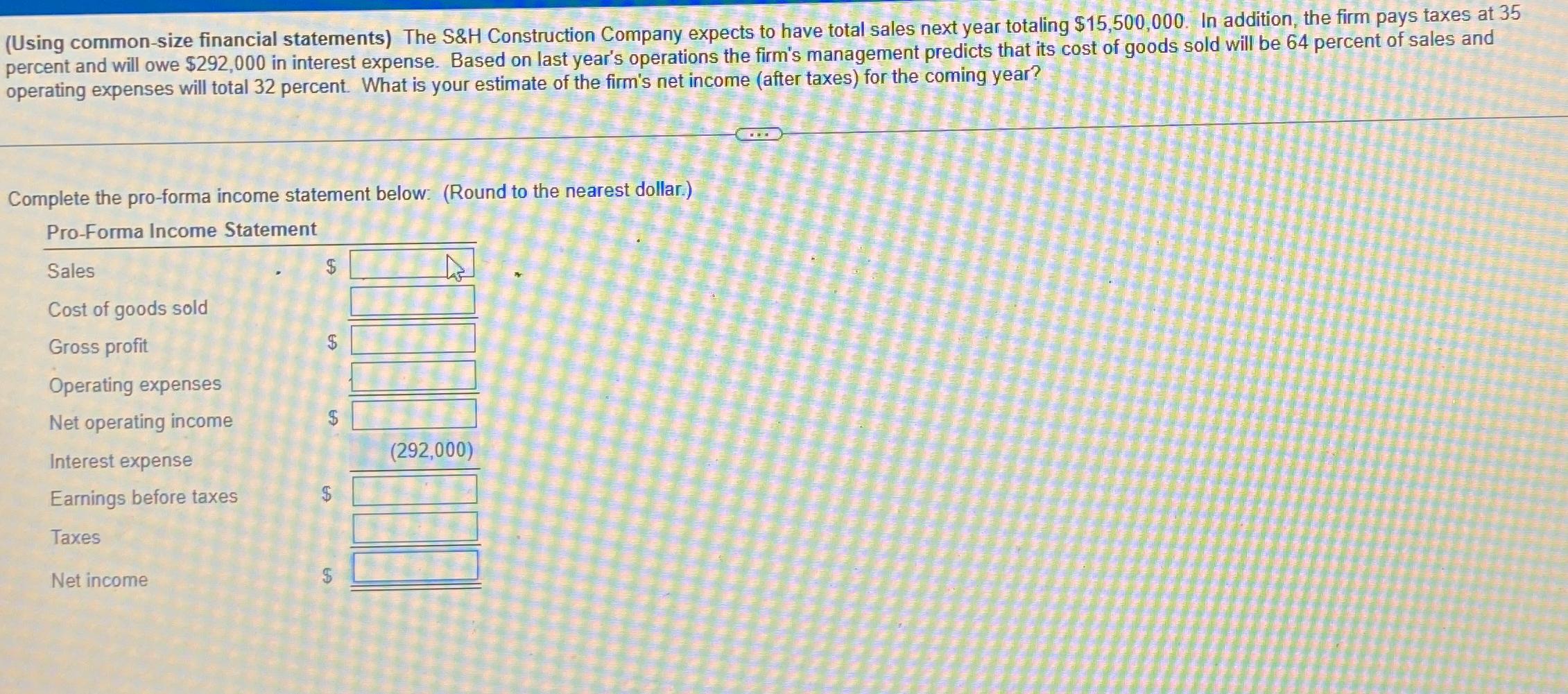 Solved (Using common-size financial statements) ﻿The S&H | Chegg.com
