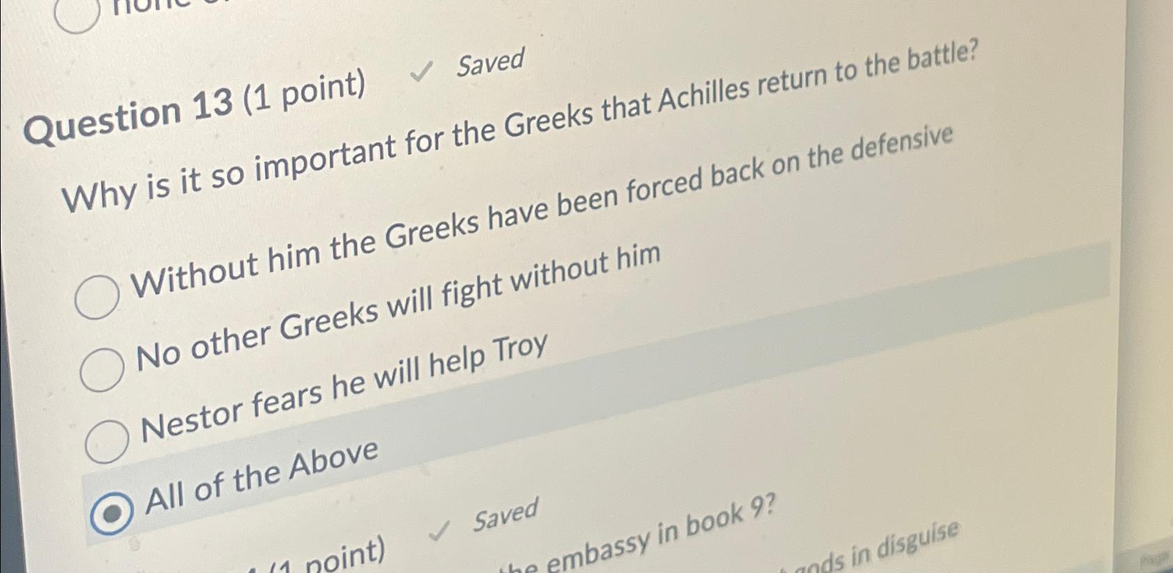 Solved Question 13 (1 ﻿point) ﻿SavedWhy is it so important | Chegg.com