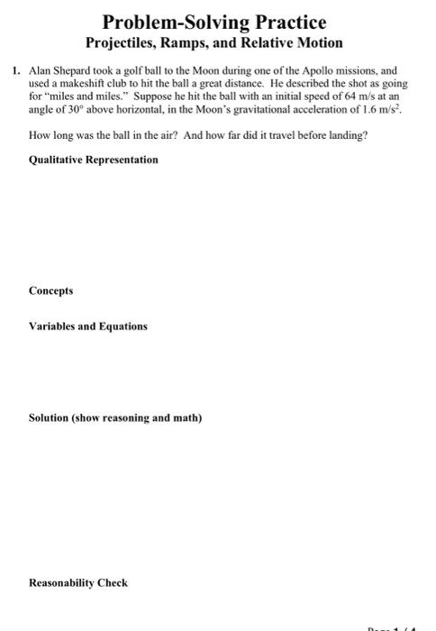 Solved Problem Solving Practice Projectiles, Ramps, and | Chegg.com