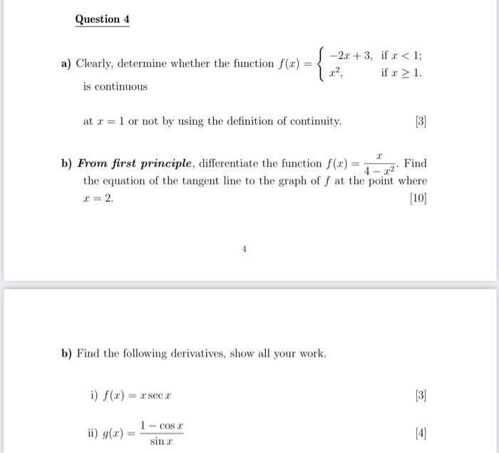 Solved a) Clearly, determine whether the function | Chegg.com