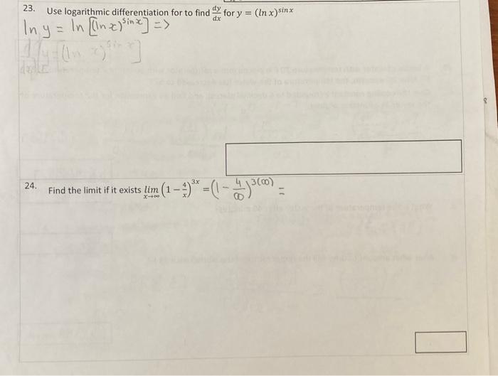 Solved 23. Use logarithmic differentiation for to find dxdy | Chegg.com