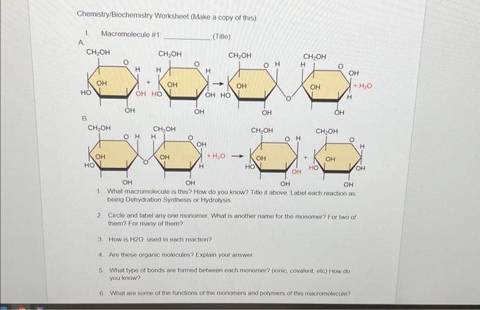 Solved Chemistry/Biochemistry Worksheet (Make a copy of | Chegg.com