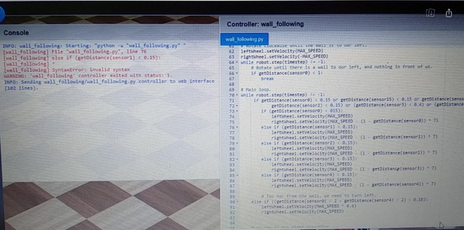 Solved i wrote i python code for the wall following | Chegg.com