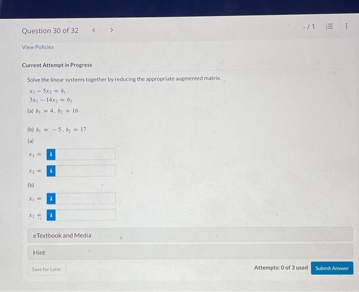 Solved Solve the linear systems together by reducing the | Chegg.com