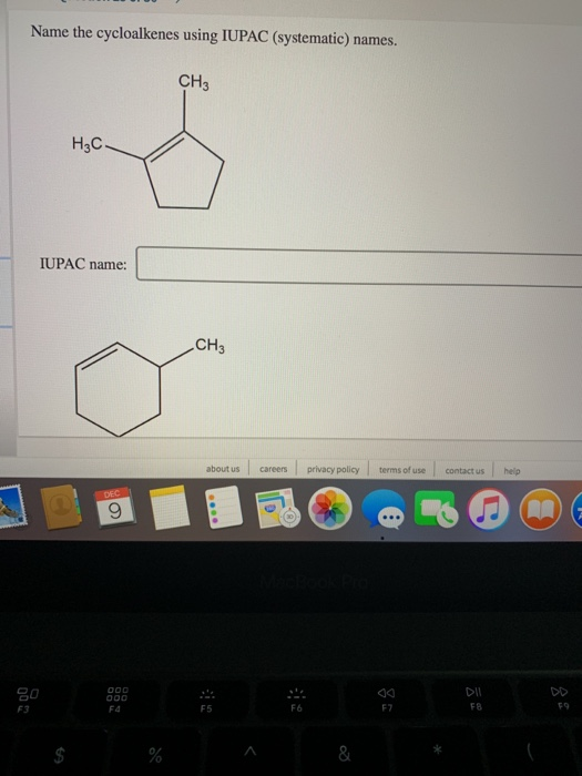 Solved Name the cycloalkenes using | Chegg.com