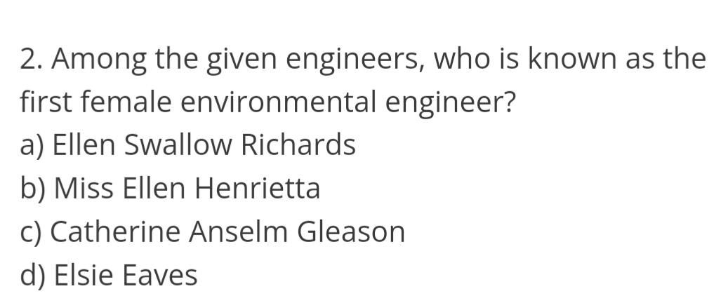 Solved Among the given engineers, who is known as the first | Chegg.com
