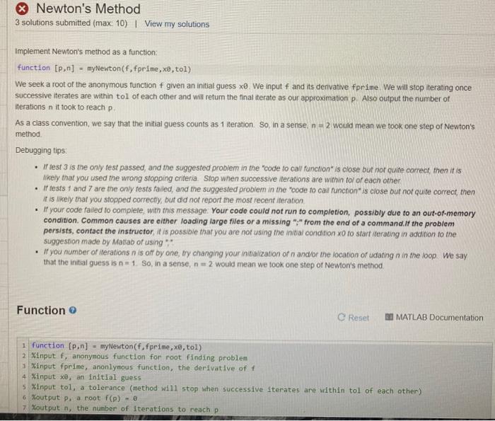 Bisection Method 3 Solutions Submitted Max 10