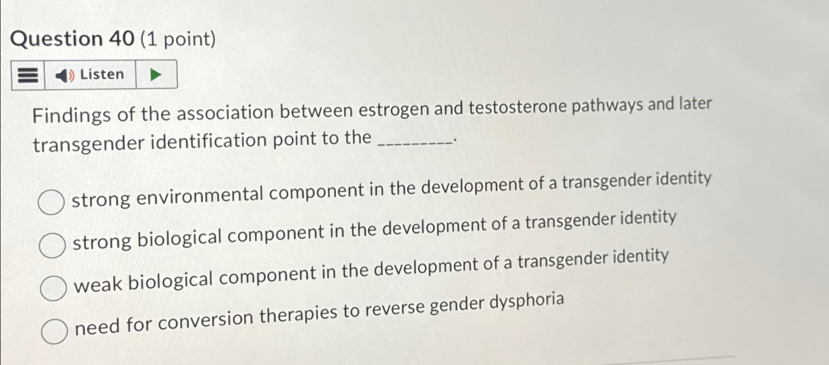 Solved Question 40 (1 ﻿point)ListenFindings of the | Chegg.com