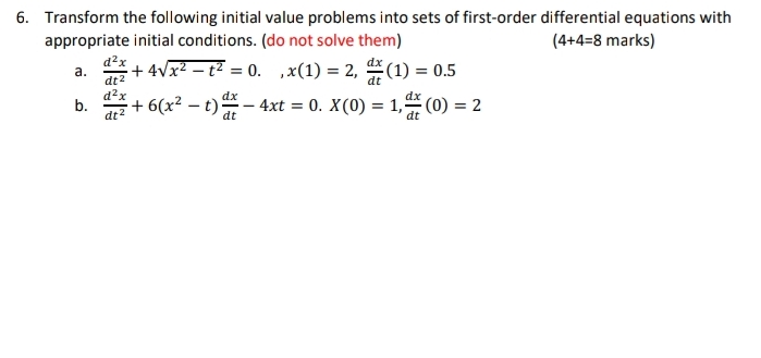 Solved Transform the following initial value problems into | Chegg.com