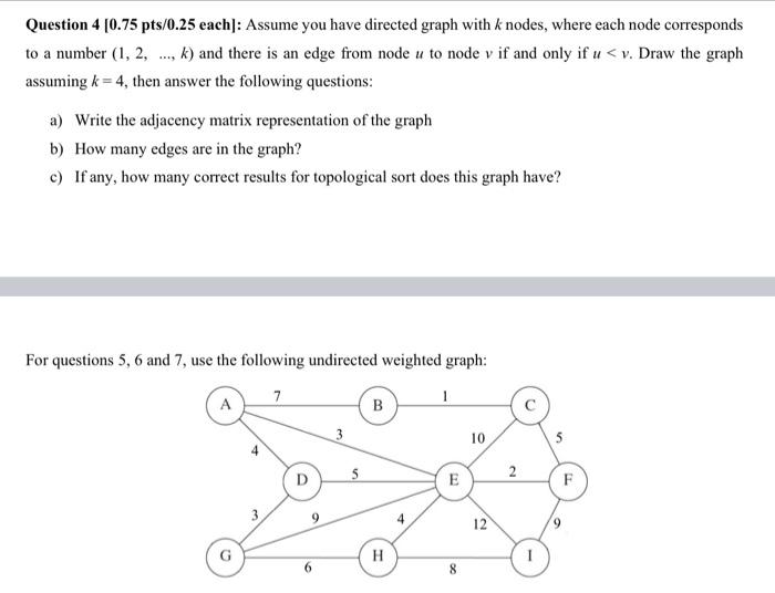 Solved Question 4 075pts025 Each Assume You Have 1243
