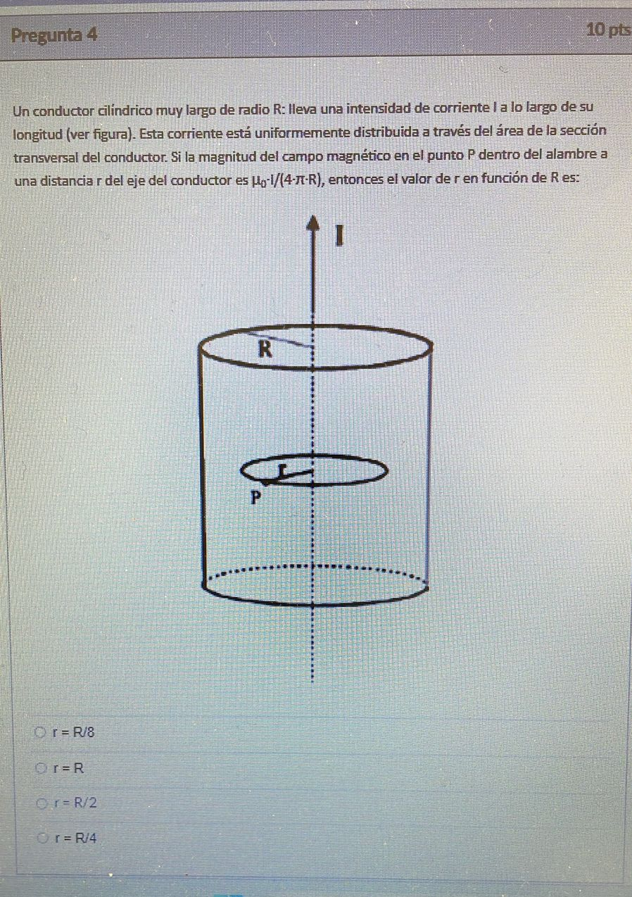 Solved Un conductor cilindrico muy largo de radio R: lleva | Chegg.com