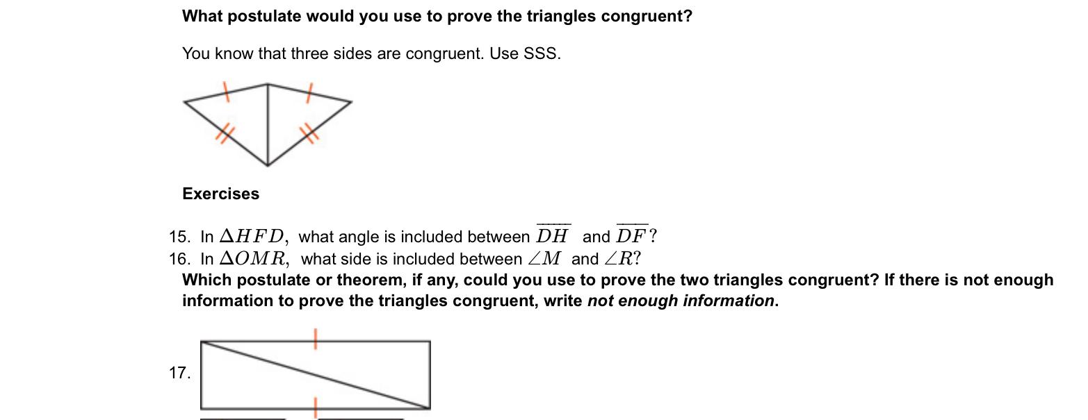 What postulate would you use to prove the triangles | Chegg.com