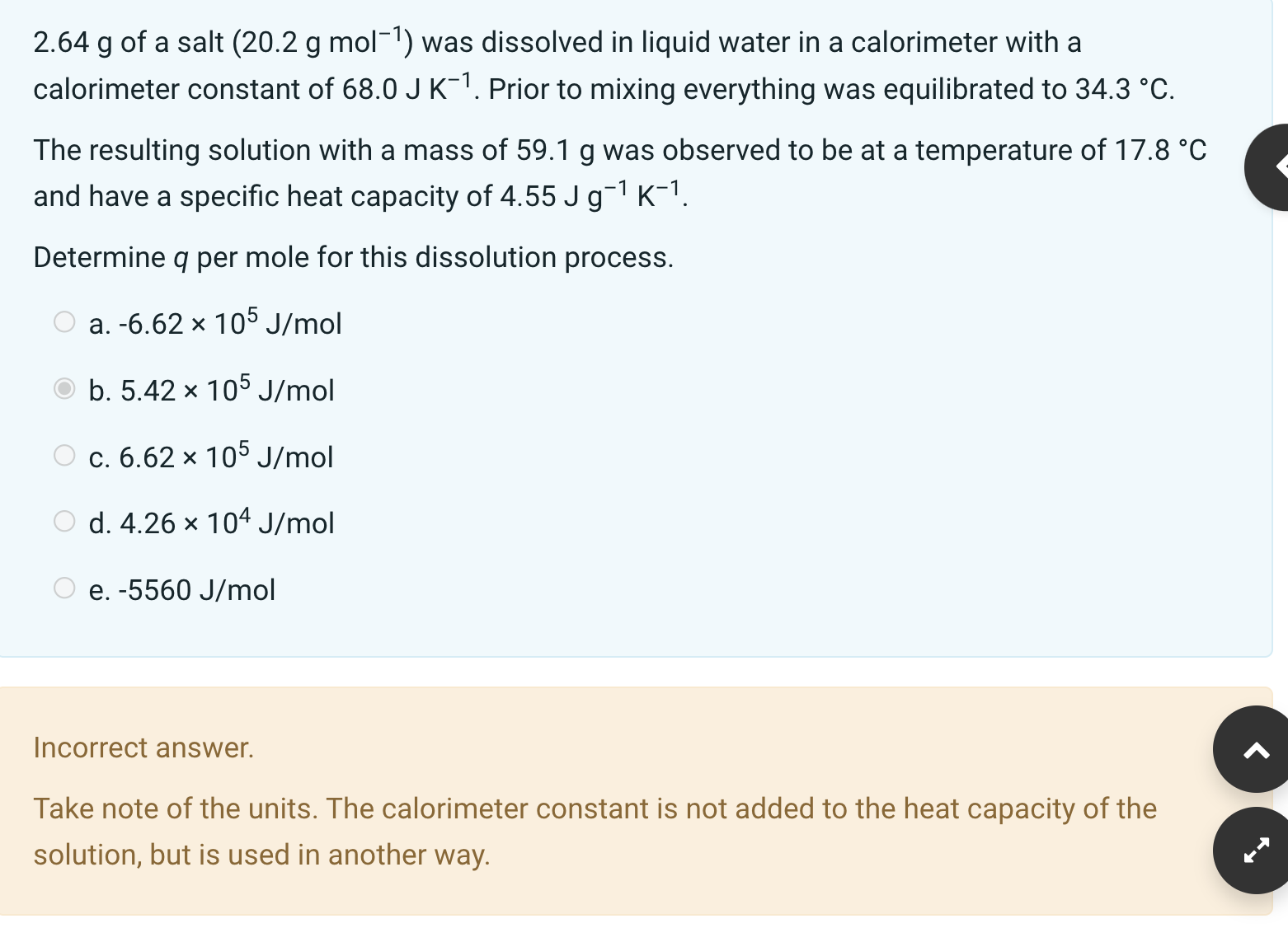 Determine q per mole for this dissolution process. | Chegg.com