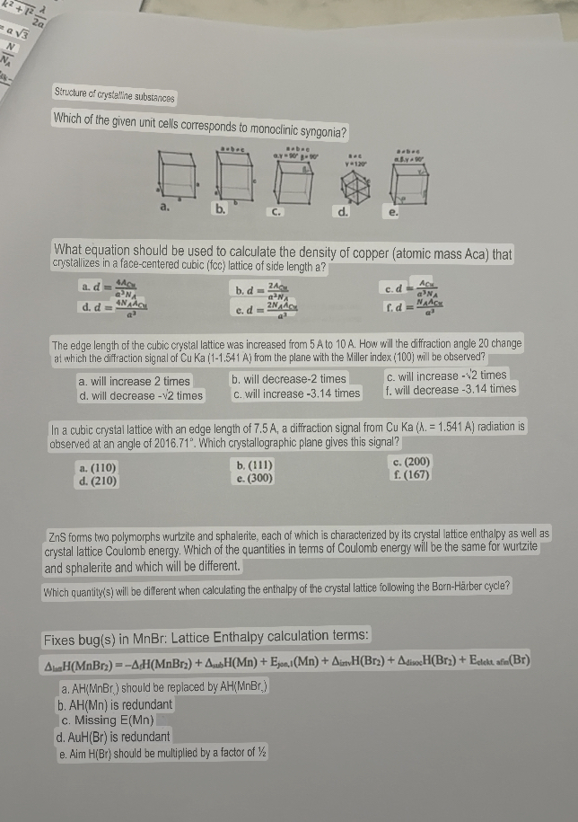 Solved Structure of crystalline substancesWhich of the given | Chegg.com