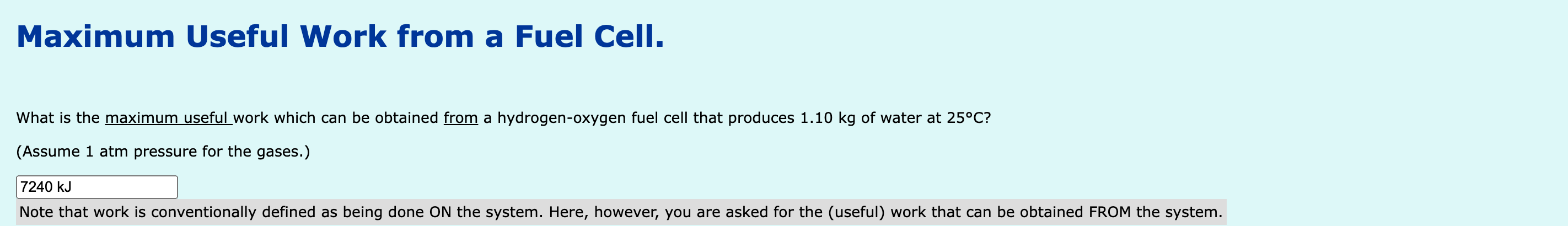 Solved Maximum Useful Work from a Fuel Cell.What is the | Chegg.com