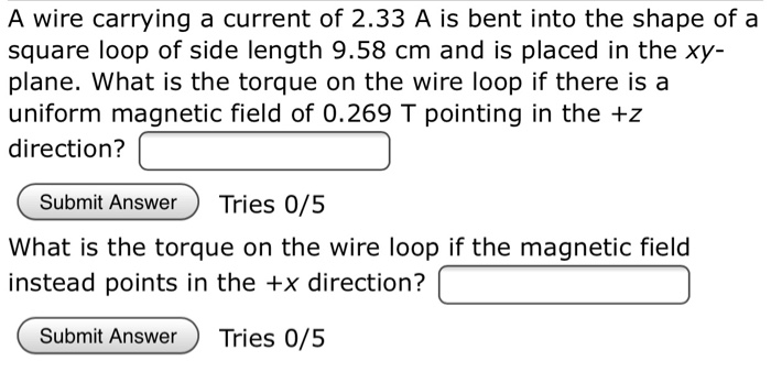 Solved A wire carrying a current of 2.33 A is bent into the | Chegg.com