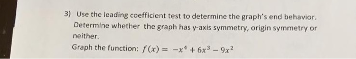 Solved 3) Use the leading coefficient test to determine the | Chegg.com