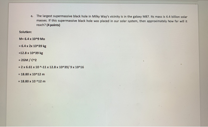 Solved Astronomy math questions (A,B, and C) not sure if I | Chegg.com