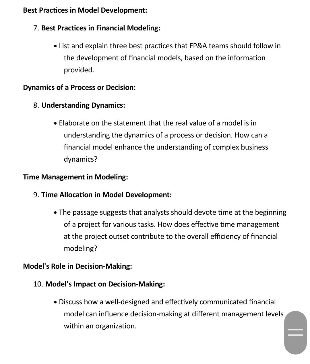 Solved Best Practices in Model Development:7. ﻿Best | Chegg.com