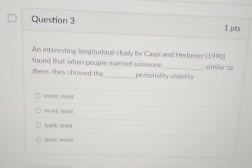 Solved Question 3An interesting longitudinal study by Caspi | Chegg.com