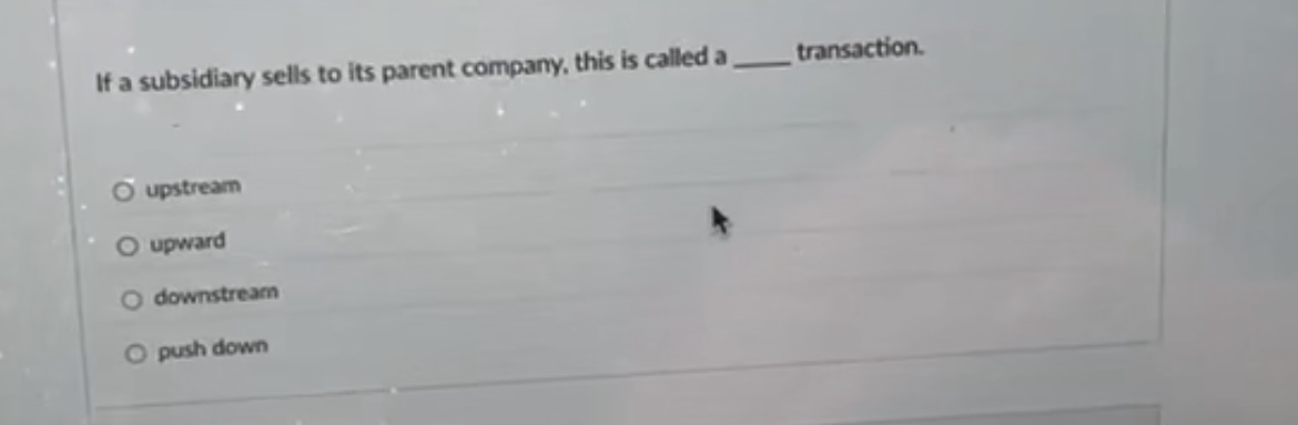 Solved If a subsidiary sells to its parent company, this is | Chegg.com