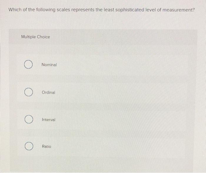 Solved Which of the following scales represents the least | Chegg.com