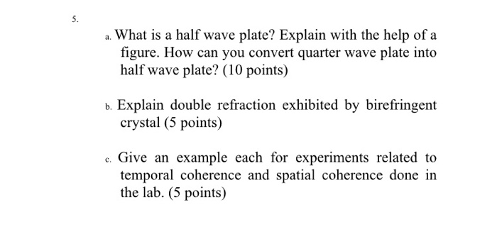 Solved 5. a. What is a half wave plate? Explain with the | Chegg.com