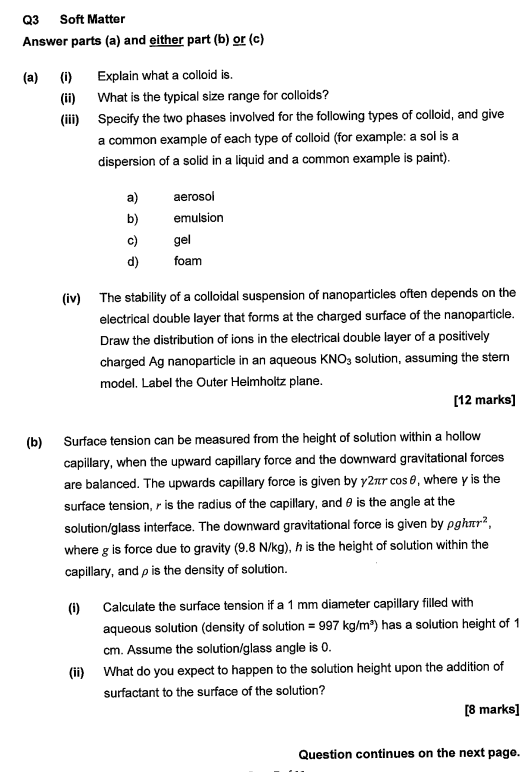 Solved (a) (i) ﻿Explain what a colloid is.(ii) ﻿What is the | Chegg.com
