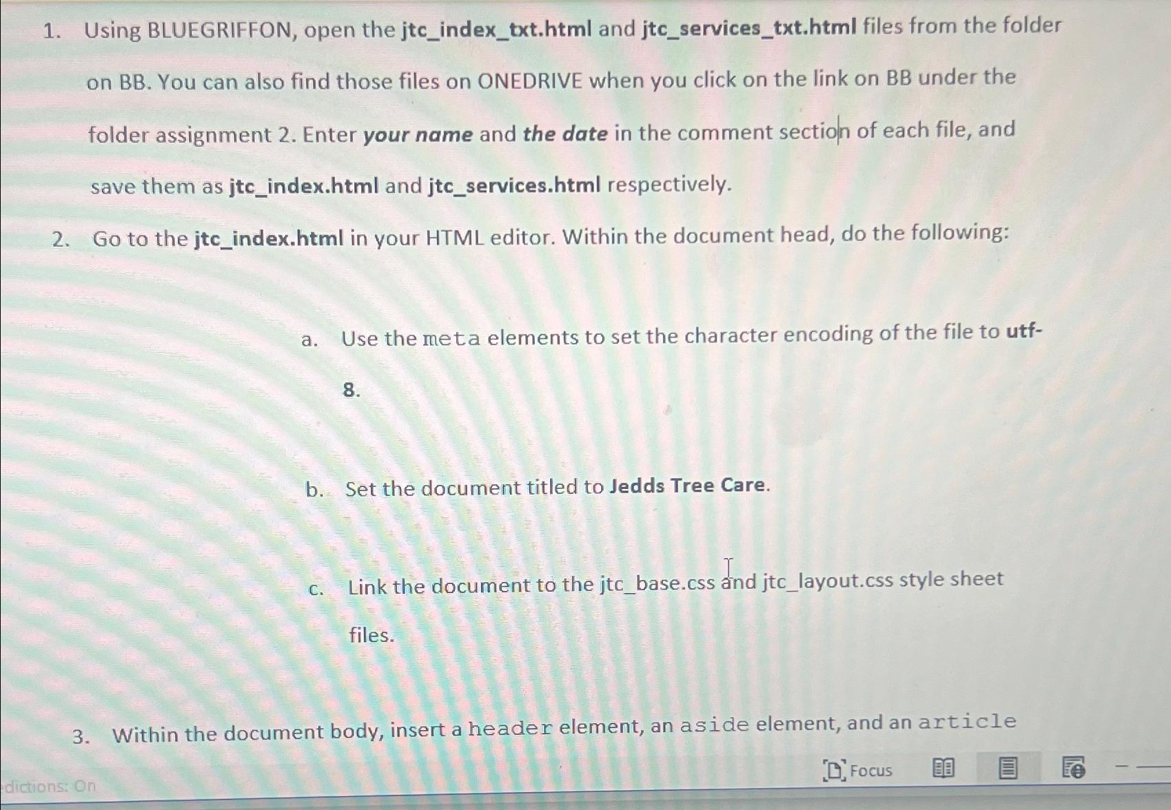Solved Using BLUEGRIFFON, open the jtc_index_txt.html and | Chegg.com