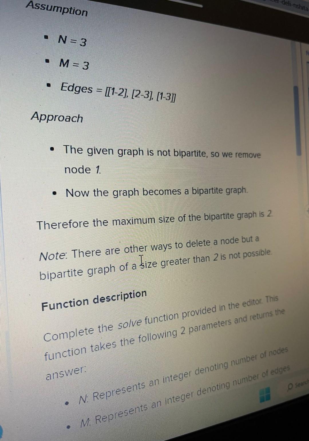 Solved Task You have to determine the maximum size bipartite | Chegg.com