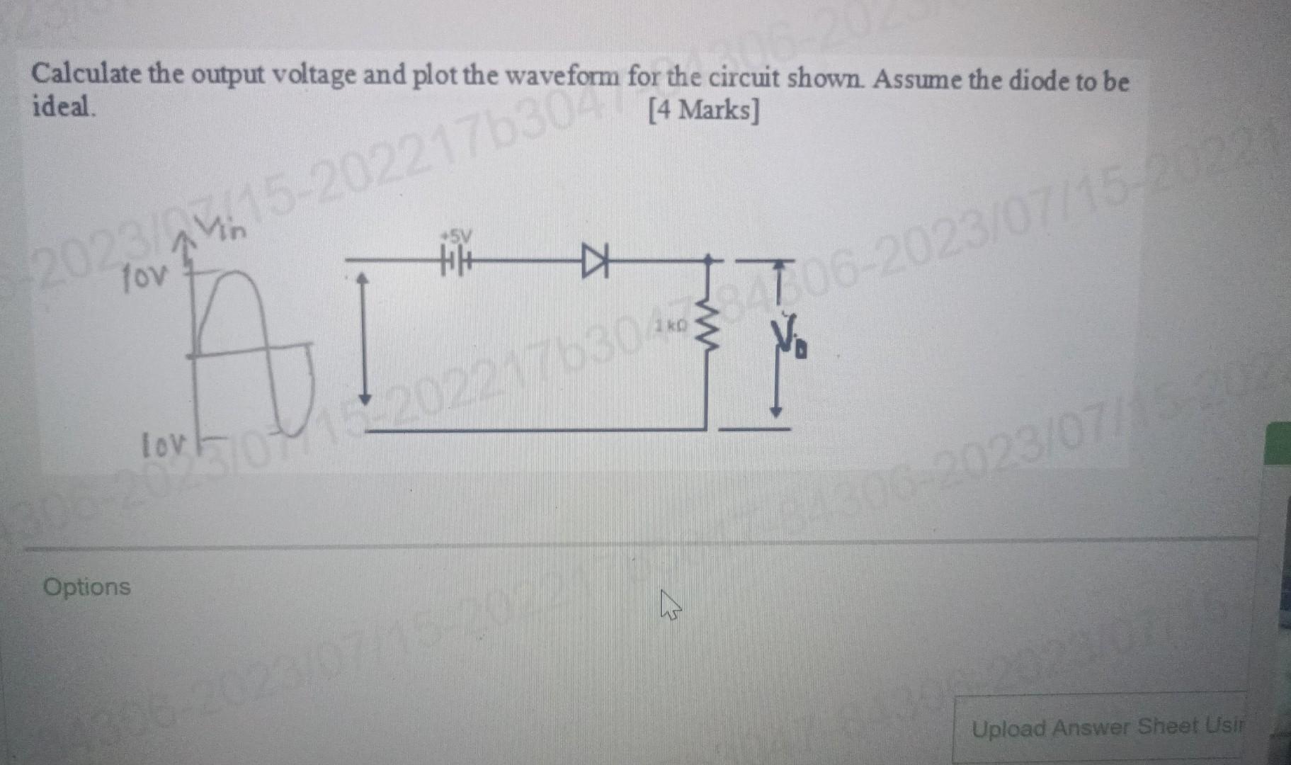 Solved Calculate the output voltage and plot the waveform | Chegg.com