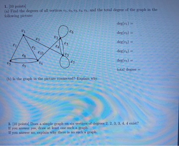 Solved 1. (10 points) (a) Find the degrees of all vertices | Chegg.com
