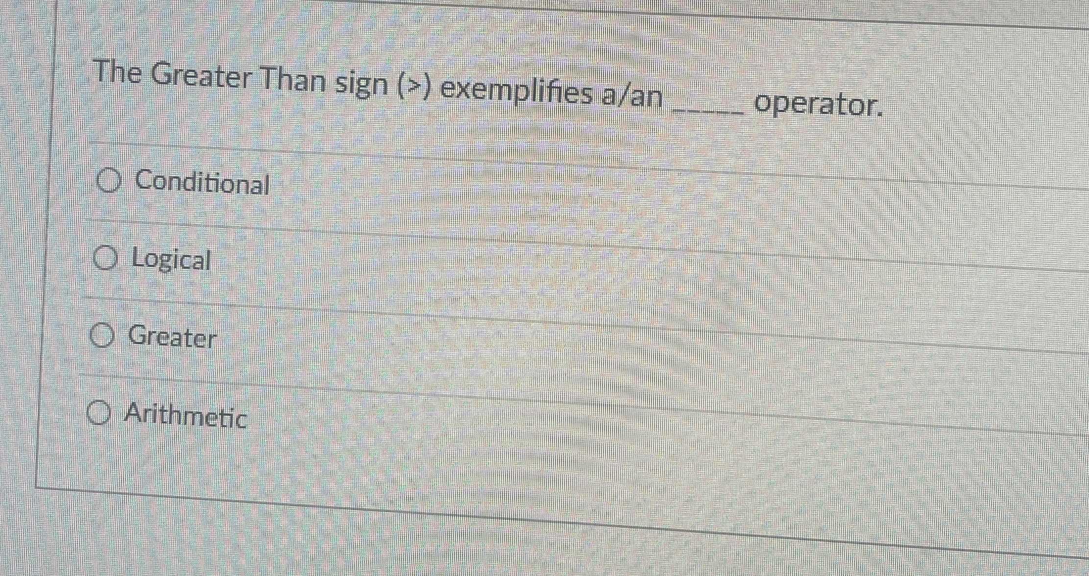 Solved The Greater Than )>( ﻿exemplifies a/an q, | Chegg.com