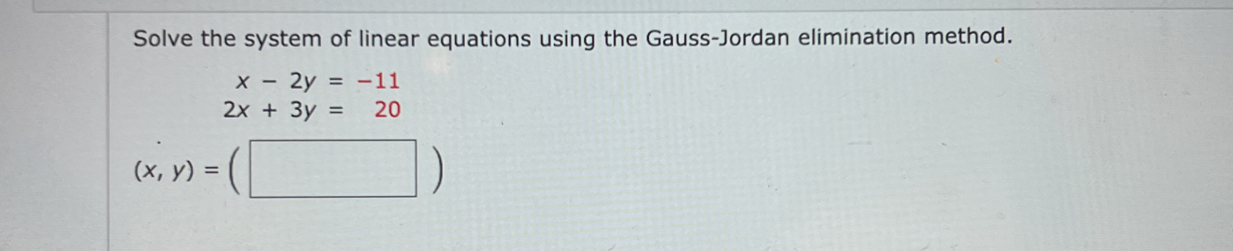 Solved Solve the system of linear equations using the | Chegg.com