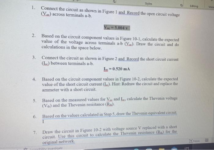 Solved Figure 1 Determining the Open Circuit Voltage Figure | Chegg.com