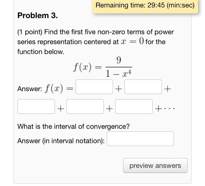 Solved ( 1 point) Find the first five non-zero terms of | Chegg.com