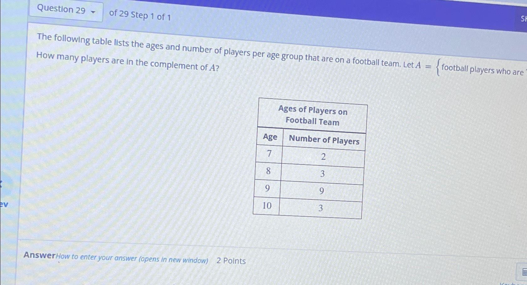 Solved of 29 ﻿Step 1 ﻿of 1The following table lists the ages | Chegg.com