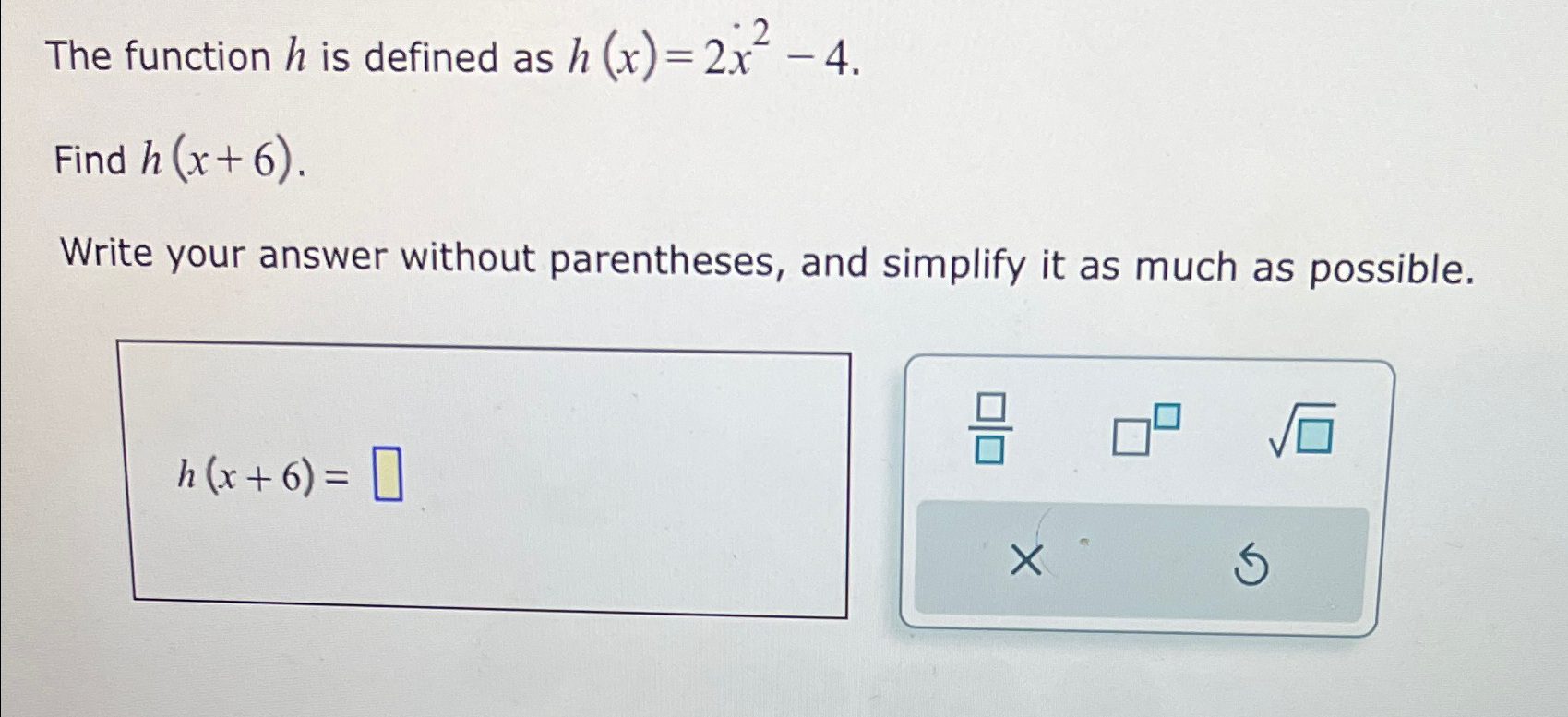Solved The function h ﻿is defined as h(x)=2x˙?2-4.Find | Chegg.com
