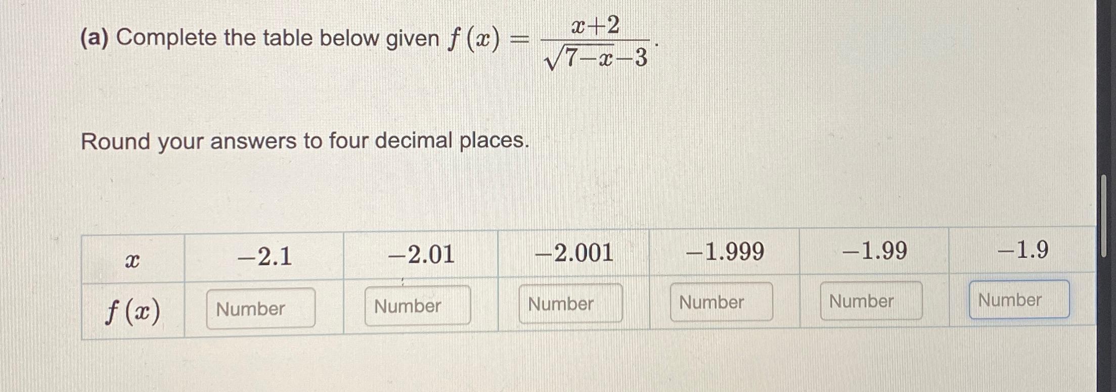Solved (a) ﻿Complete the table below given | Chegg.com