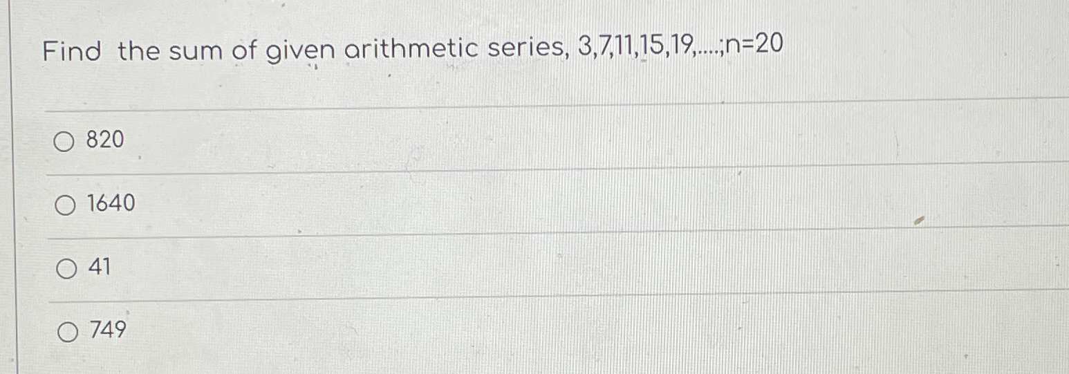 Solved Find the sum of given arithmetic series, | Chegg.com